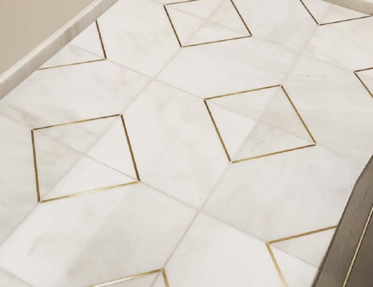 Marble Inlay Flooring - Brass Inlay Marble Flooring - Marble Stone